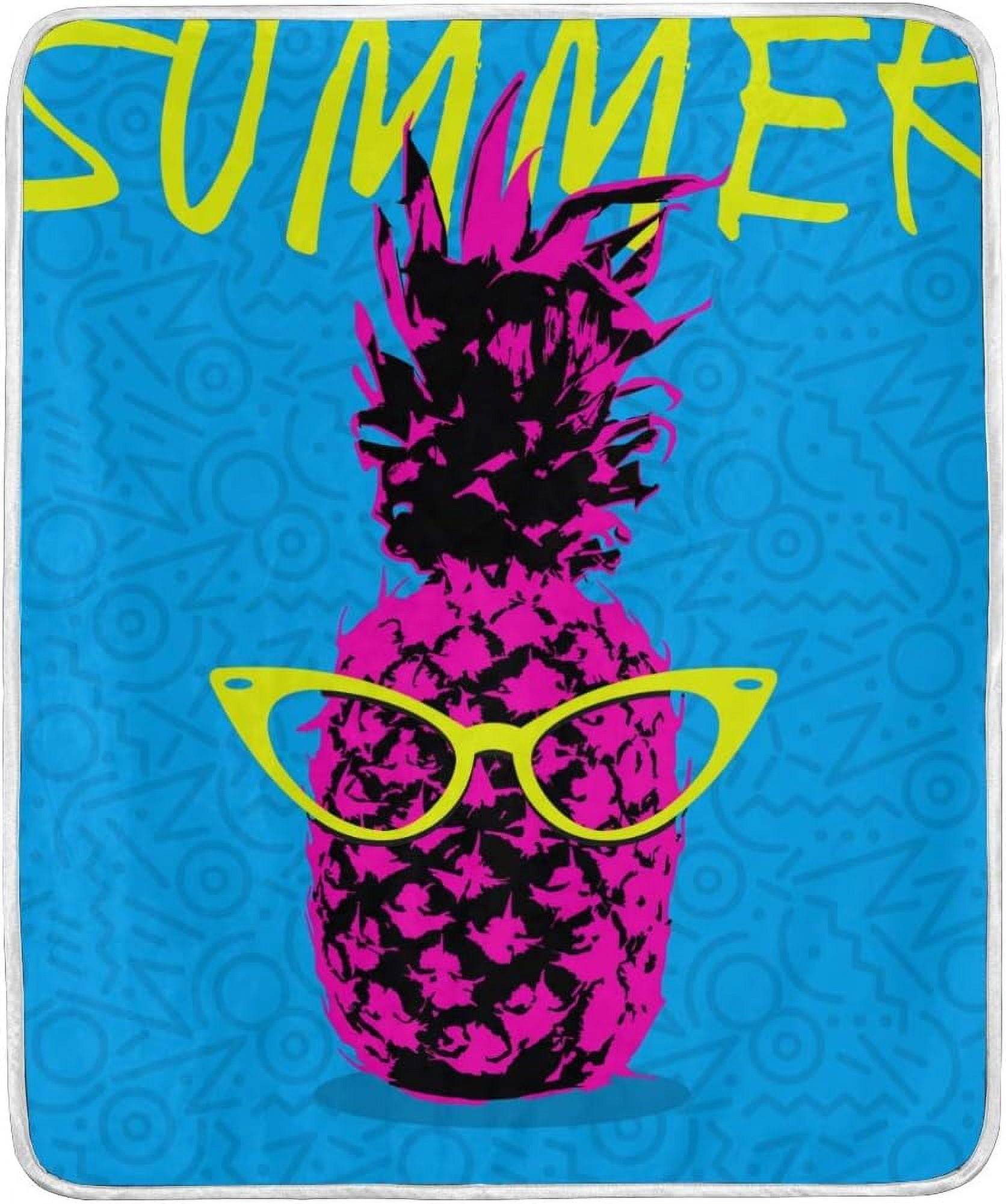 Velvet Plush Throw Thermal Blanket - 4x5FT - Retro Summer Pineapple ...