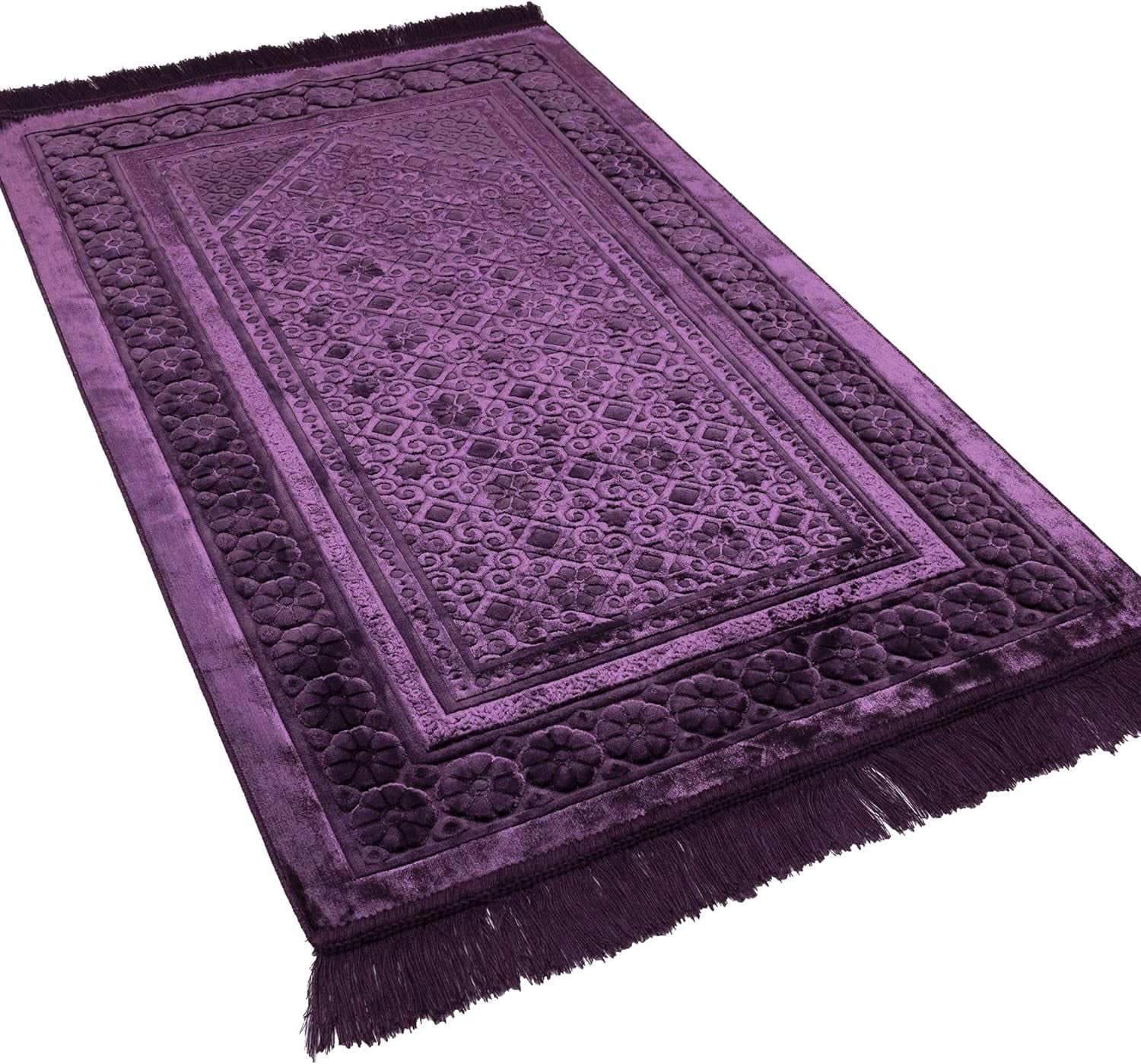 Velvet Prayer Rug - Soft Plush Turkish Janamaz Sajada Carpet for Men ...