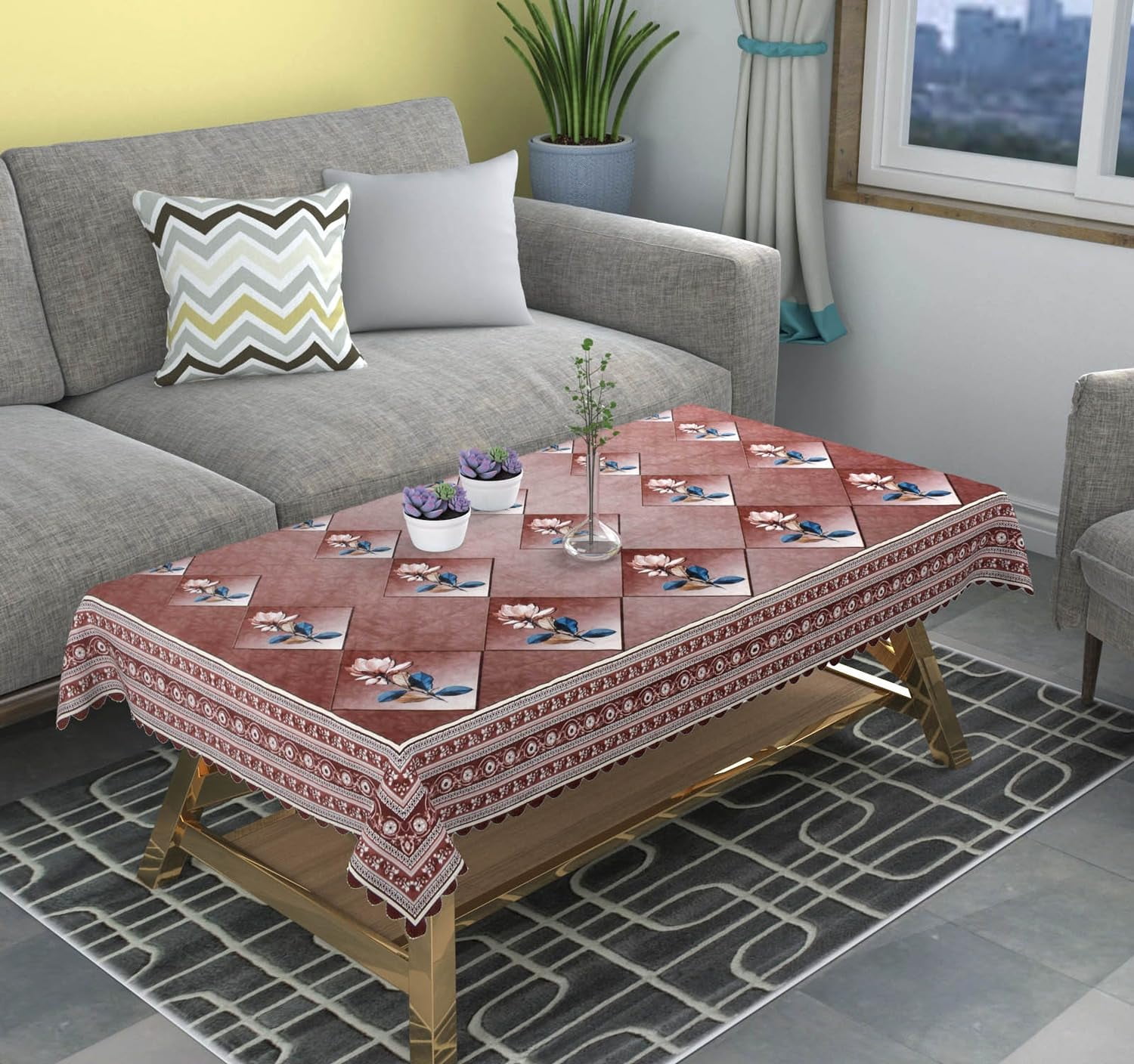 Velvet Printed Rectangular Center Table Cover40 inch x 60 inch Table ...