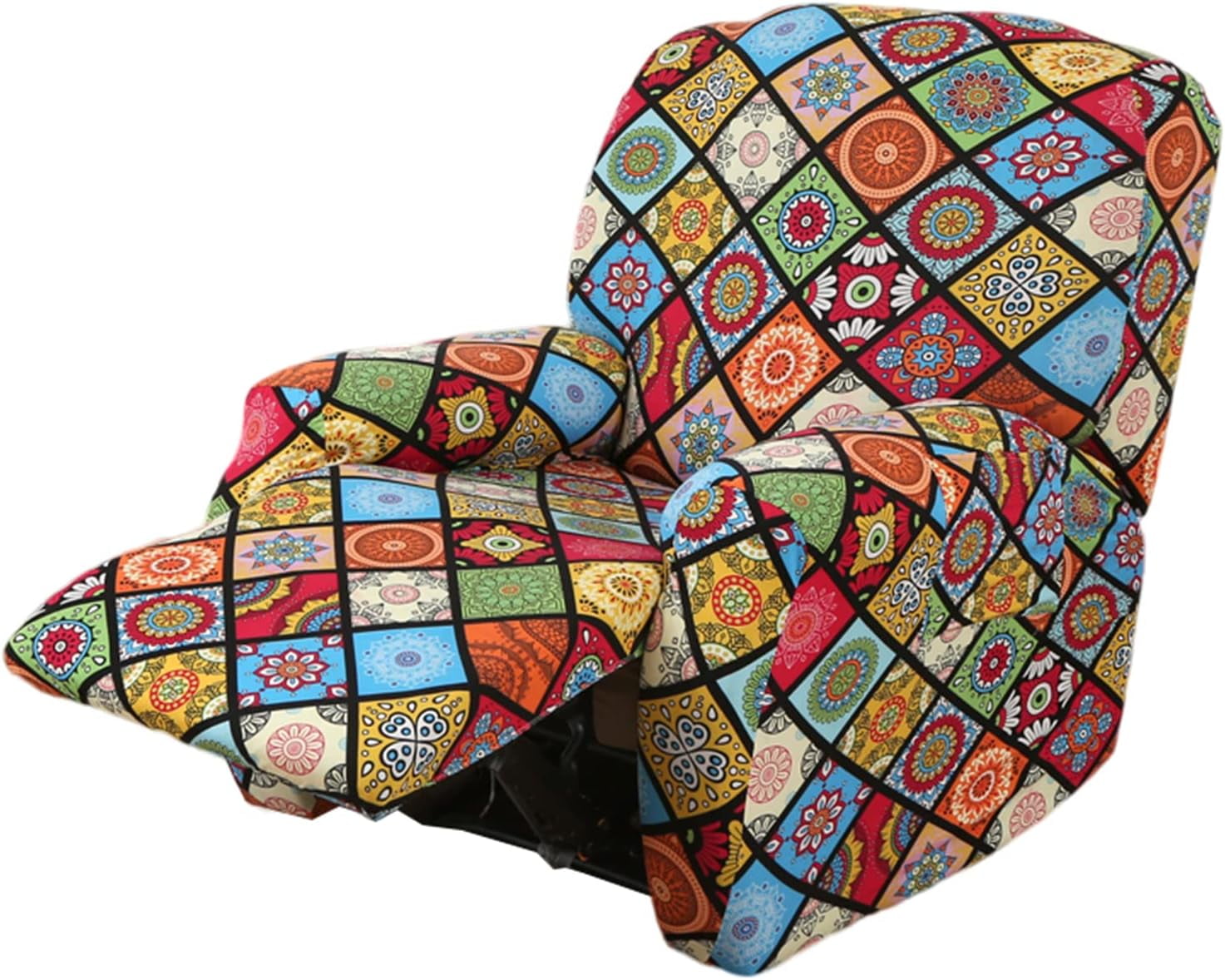 Velvet Recliner Cover 4 Pieces Printed Lazy Boy Chair Covers Recliner ...