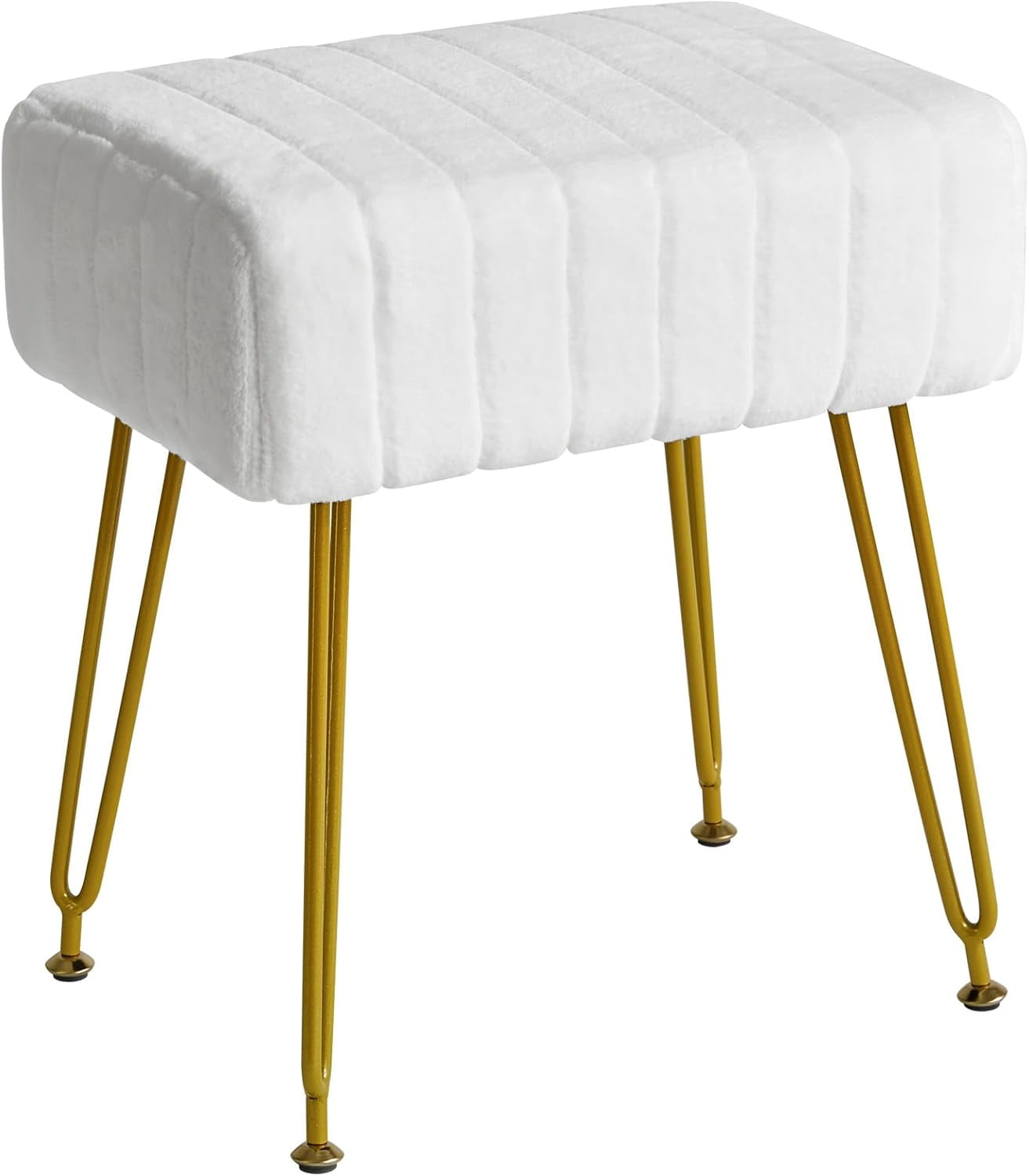 Velvet Rectangular Footrest Stool Ottoman, Makeup Vanity Stool Side ...