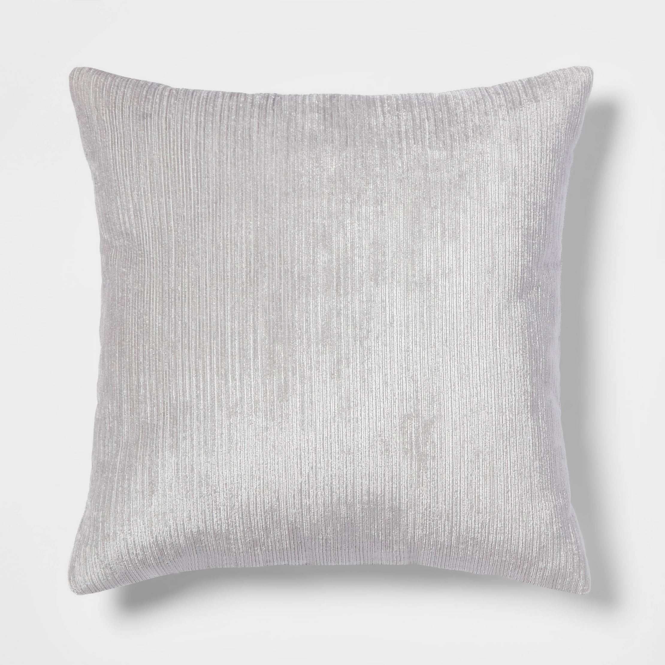 Velvet Rib Textured Square Throw Pillow Gray - Modern Indoor Decorative ...