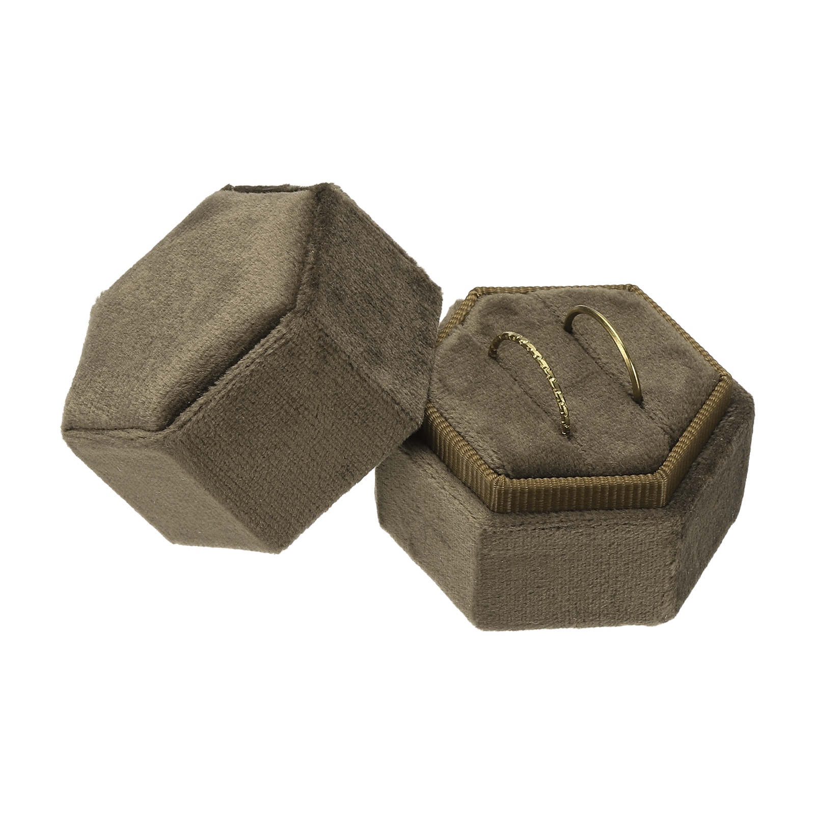 Velvet Ring Box, 2 Slot Hexagon Wedding Ring Display Holder Box Jewelry ...