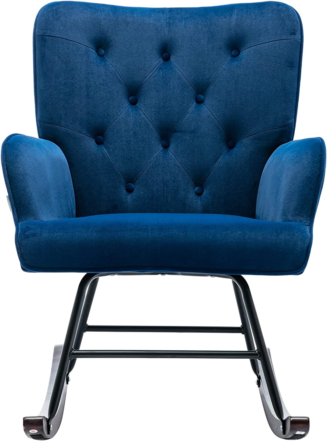 Velvet Rocker Chair with Tufted Wingback,Rocking Nursery Chair with ...