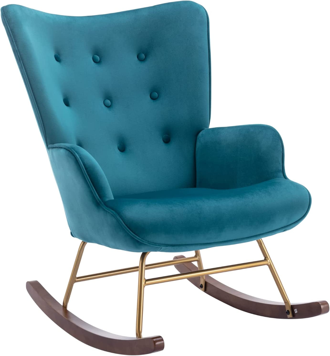 Velvet Rocking Chair Nursery Rocking Chair Indoor Tufted Wingback ...