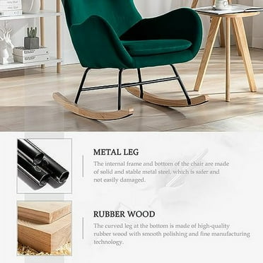 Modern Wingback Rocker, Soft Faux Fur Upholstered Glider Chair with ...