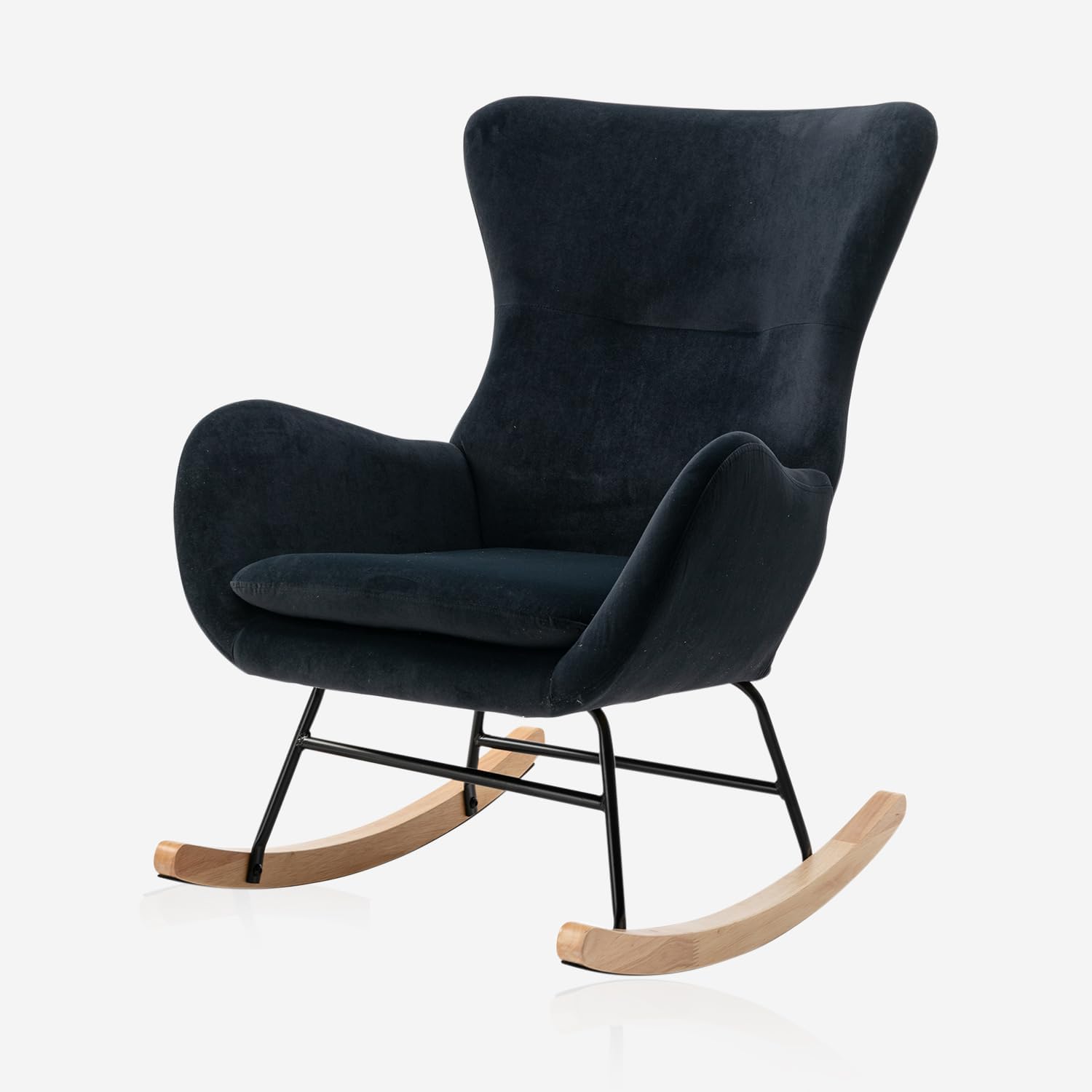 Velvet Rocking Chair Nursery, Upholstered Rocking Chairs with High ...