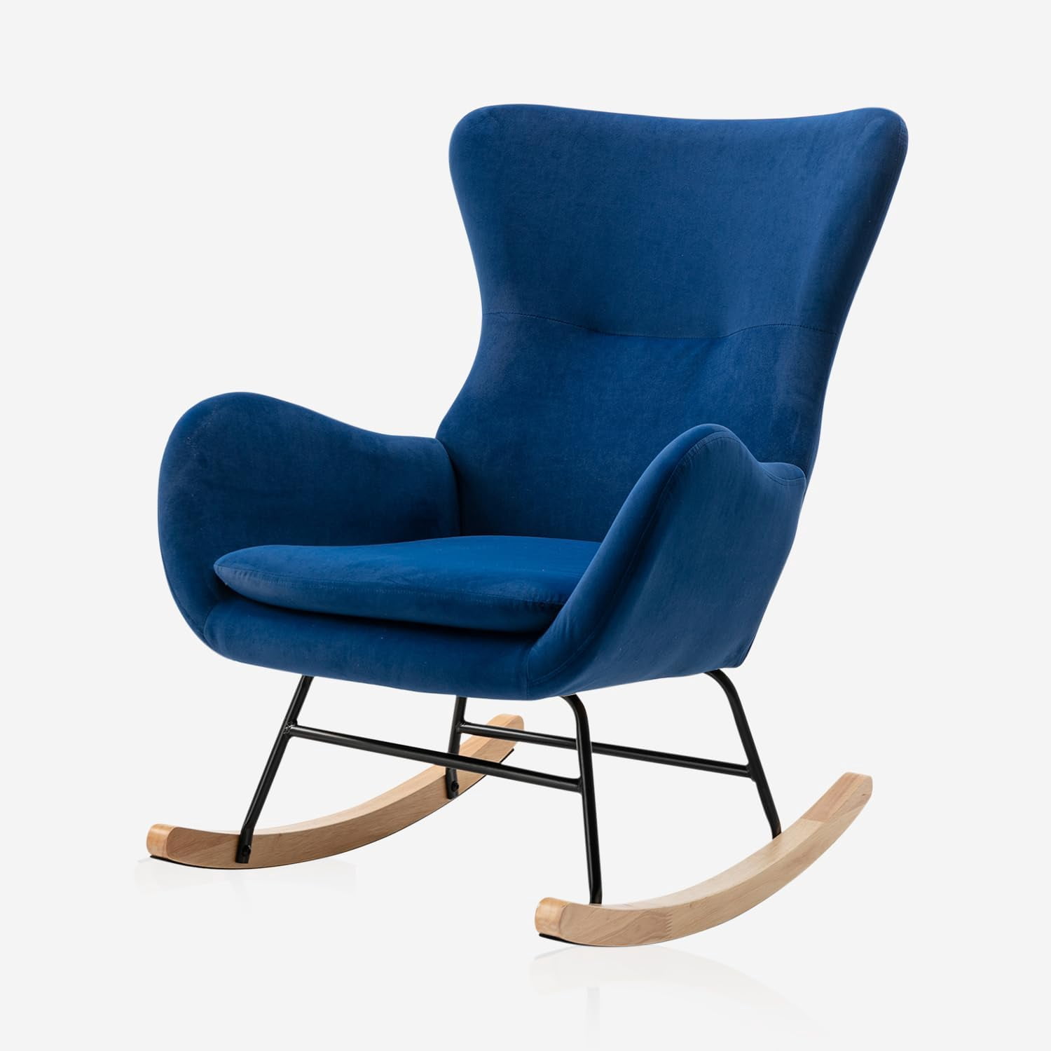 Velvet Rocking Chair Nursery, Upholstered Rocking Chairs with High ...