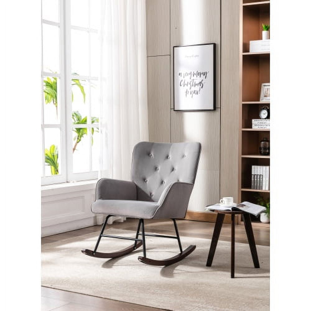 Velvet Rocking Chair, Upholstered Accent Rocker Chair with Fabric ...