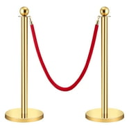 Round Top Stainless Steel Plated Stanchions posts with 1 of 6.5ft Red ...