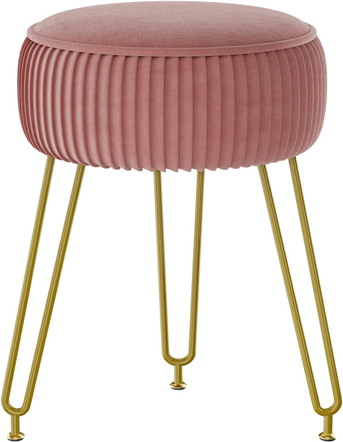 Velvet Round Footrest Ottoman, Makeup Vanity Stool Side Table, Velvet ...