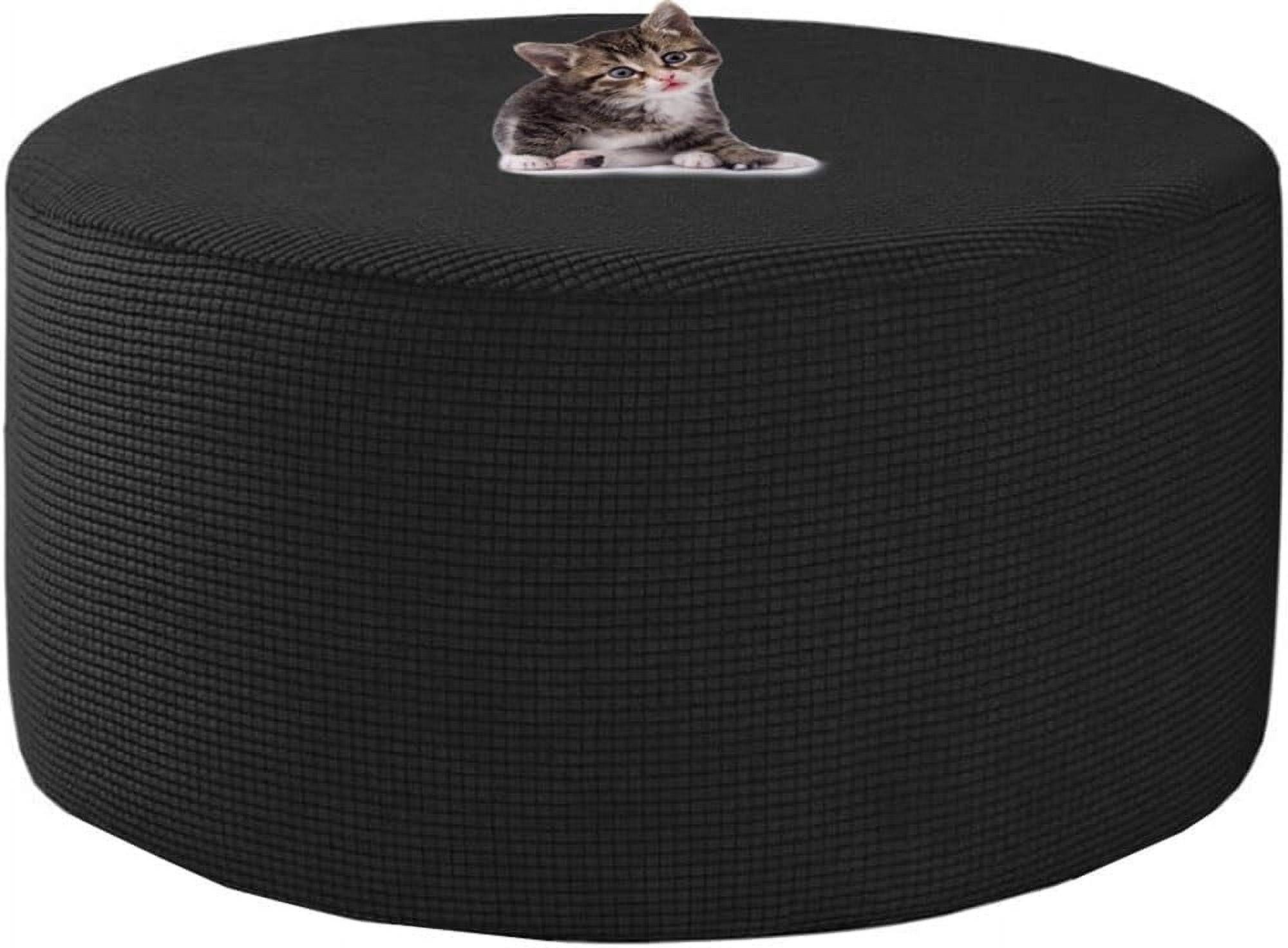 Velvet Round Ottoman Cover Stretch Ottoman Slipcover Footstool ...