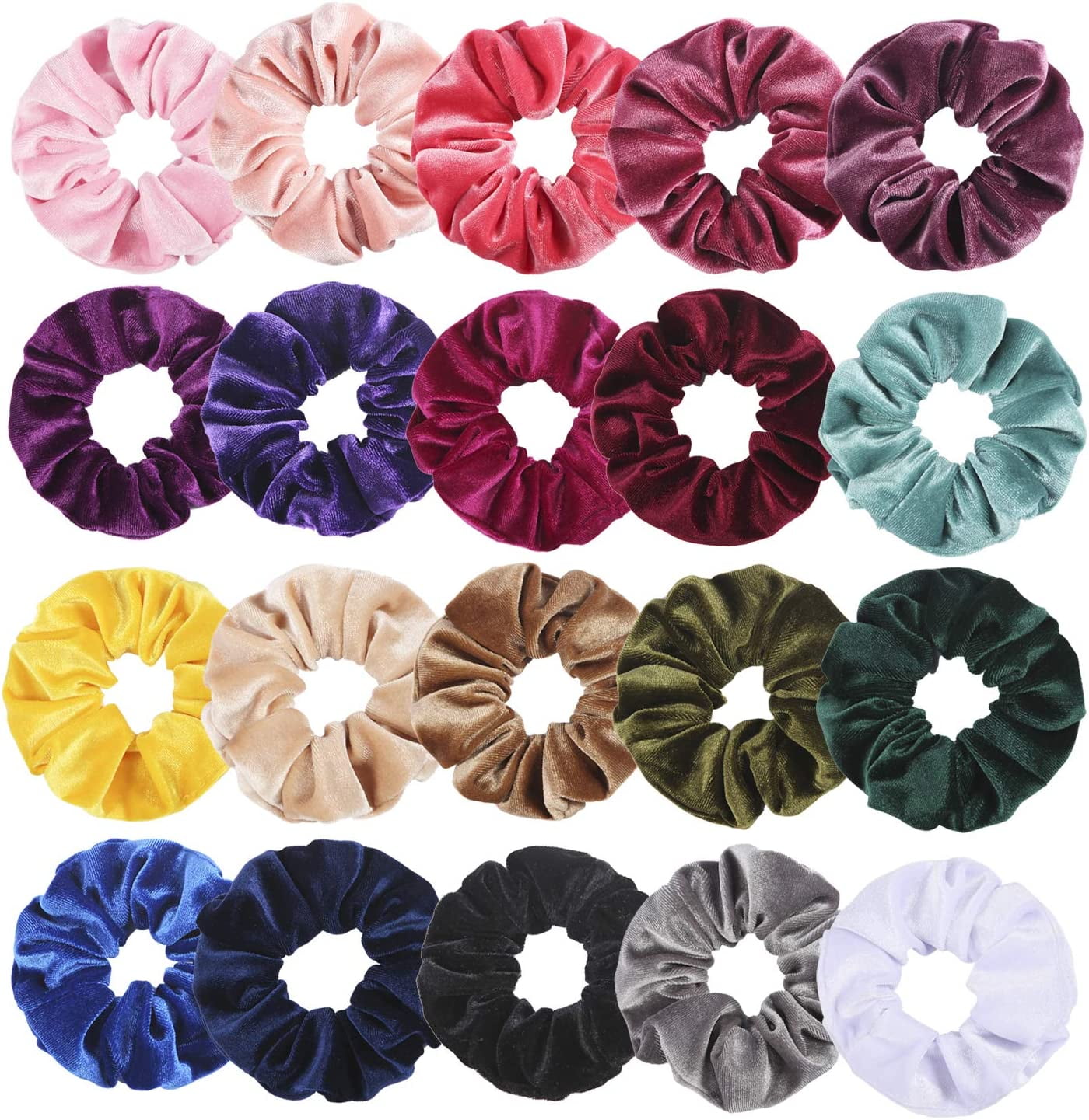 BUSATIA Velvet Scrunchies for Thick Hair, 20 Colors, Oversized Elastic ...