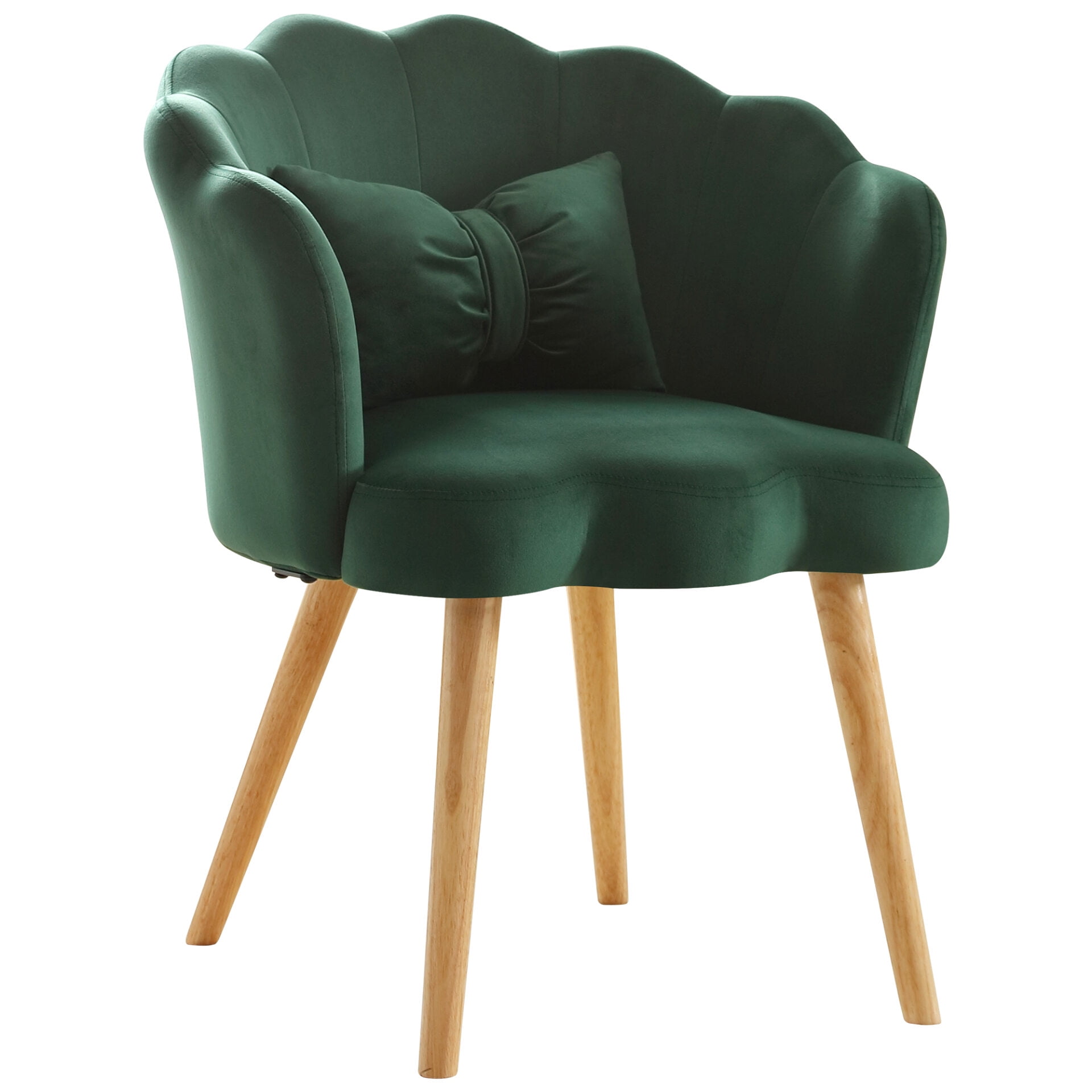 Velvet Shell Chair with Waist Pillow, Upholstered Accent Chair with ...