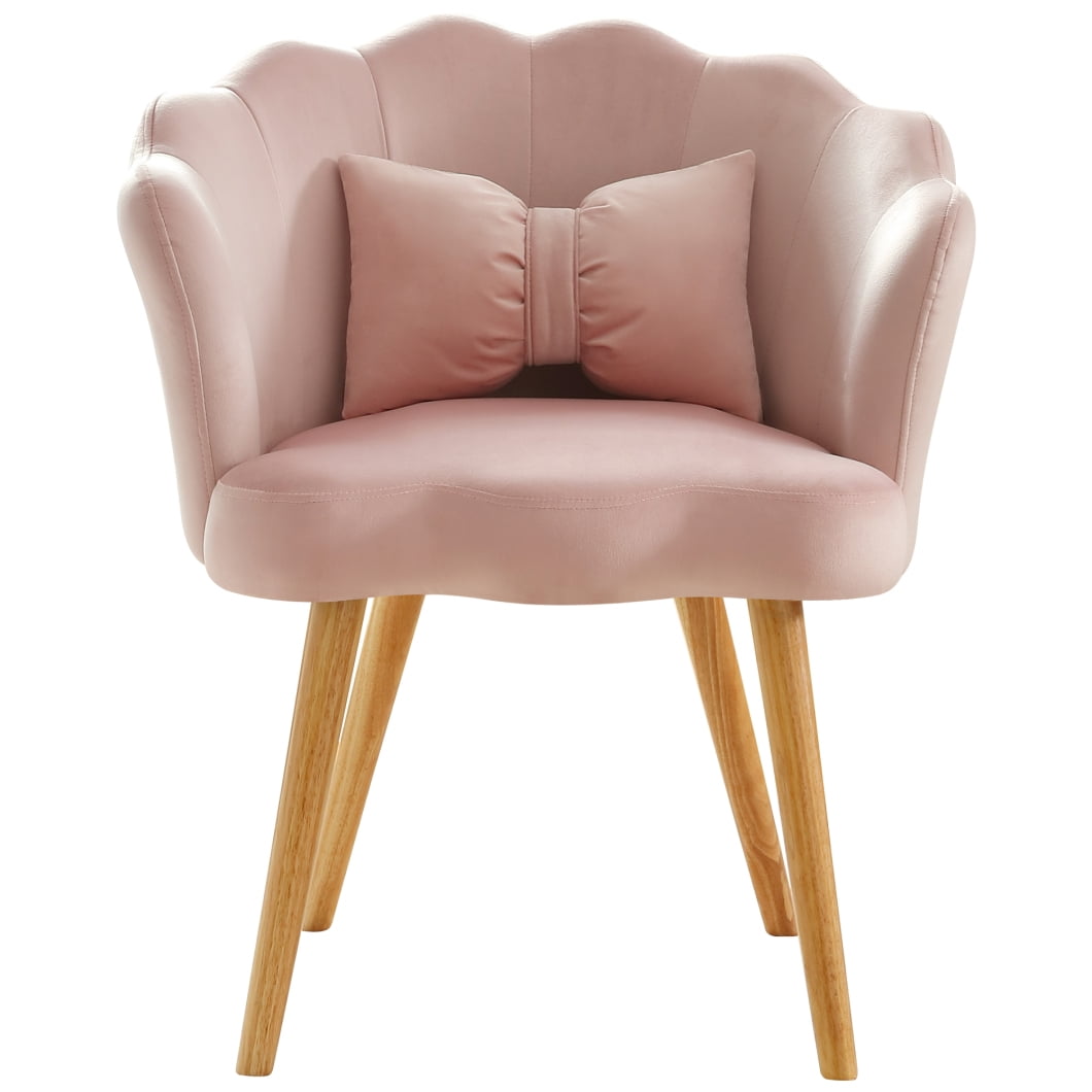 Velvet Shell Chair with Waist Pillow, Upholstered Accent Chair with ...