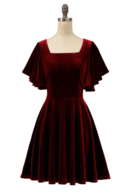 Velvet Short Dress Bridesmaid Dress Party Dress Winter Clothing Holiday ...