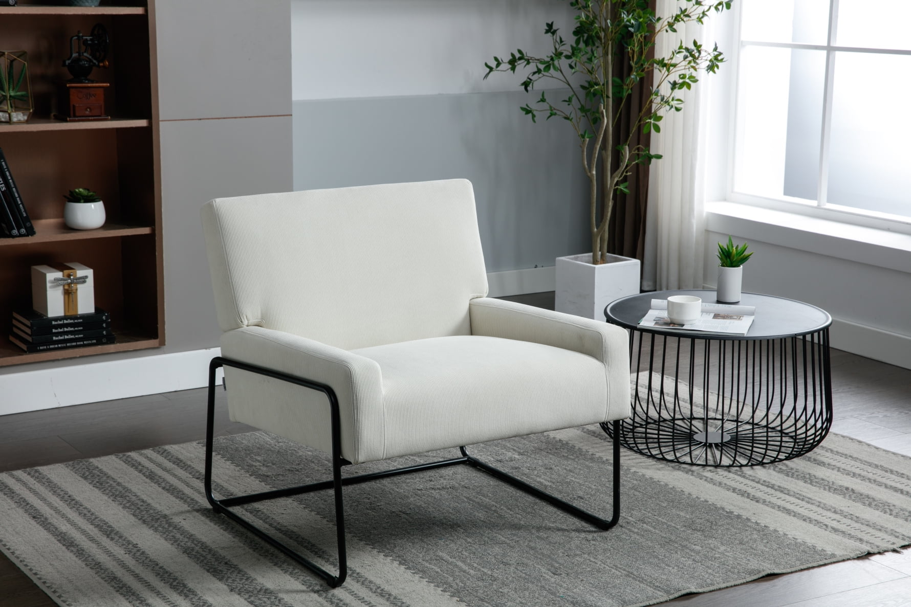 Velvet Slant Upholstered Armchair with Metal Frame, Lounge Couch Chair ...