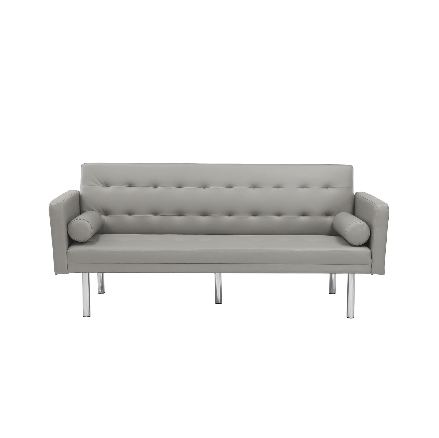 Convertible Futon Sofa Bed with 2 Pillows, Tufted Upholstered Sofa ...