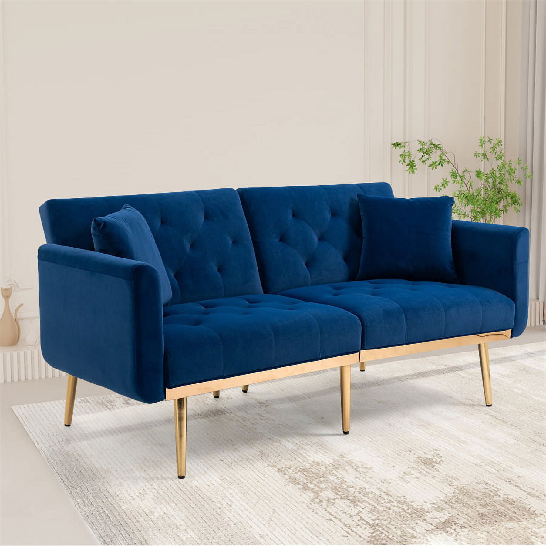 Velvet Sofa, Accent Sofa with Adjustable Backrest, Armrest, Loveseat ...