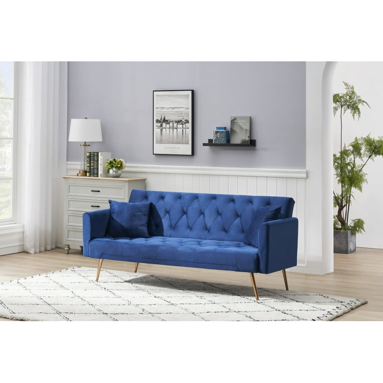 Velvet Sofa Bed 71 Convertible Double Folding Living Room Sofa Bed Comfy Sleeper Sofa Couches with Adjustable Backrest Loveseat Sofa with Metal