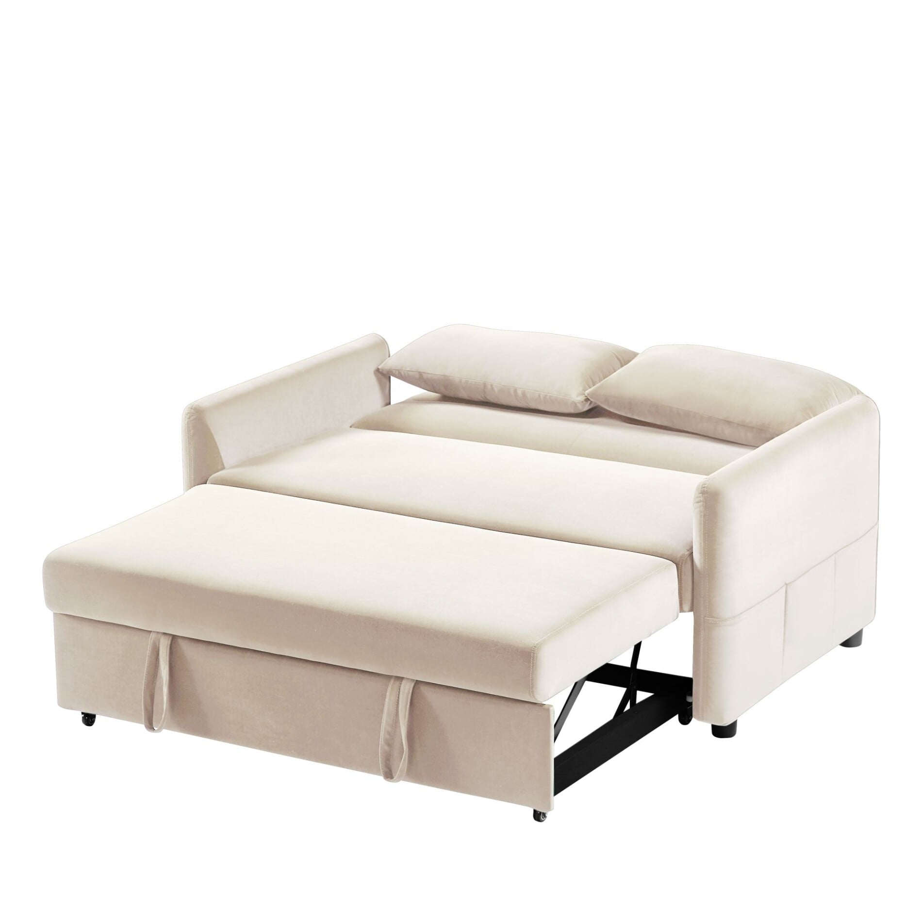 Velvet Sofa Bed with Adjustable Backrest, Convertible Sleeper Sofa with ...