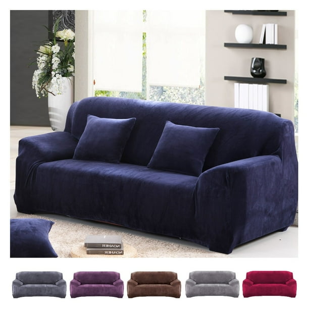 Navy blue velvet sofa cover store