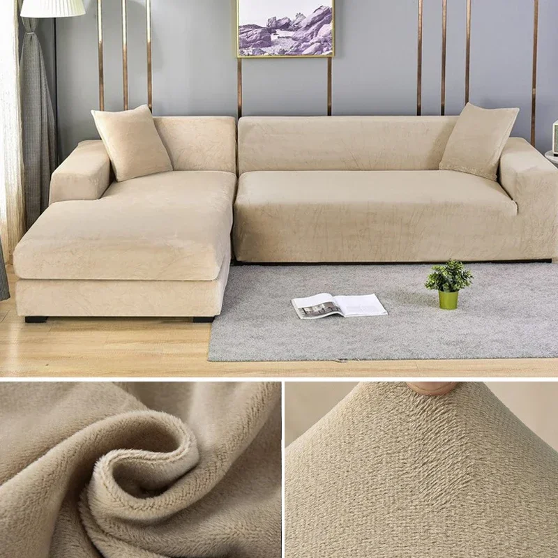 Velvet Sofa Cover for Living Room Thick Elastic Sofa Cover 1/2/3/4 ...