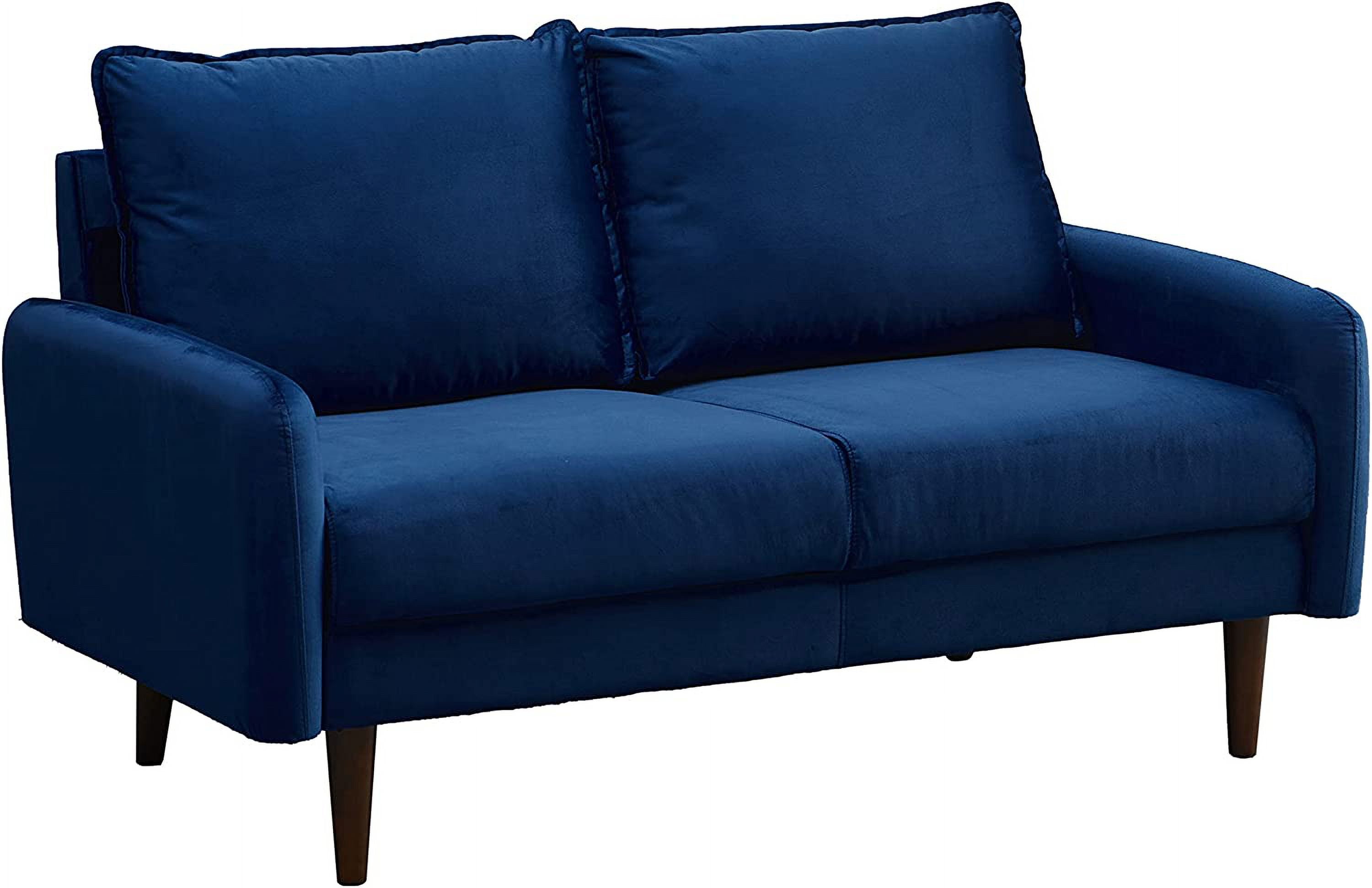 Velvet Sofa Mid-Century Modern Couch with Wooden Legs for Living Room ...