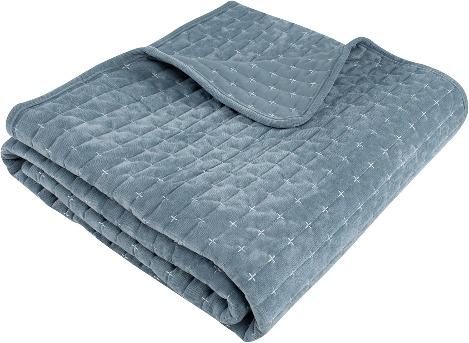 Velvet Stitch - Throw - Cross Stitch Velvet - Chambray with White ...