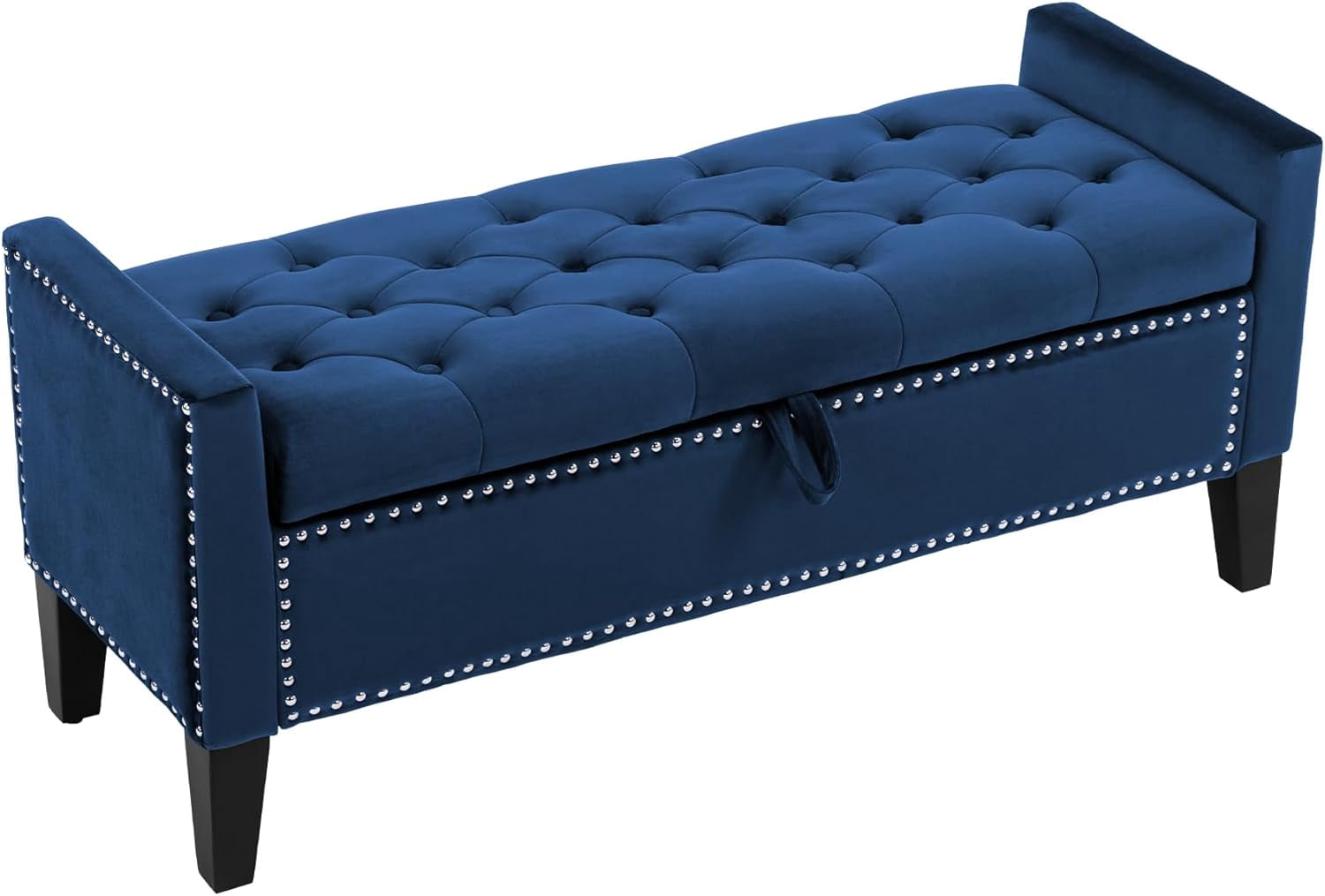 Velvet Storage Ottoman Bench, 45'' Upholstered Button Tufted End of Bed ...