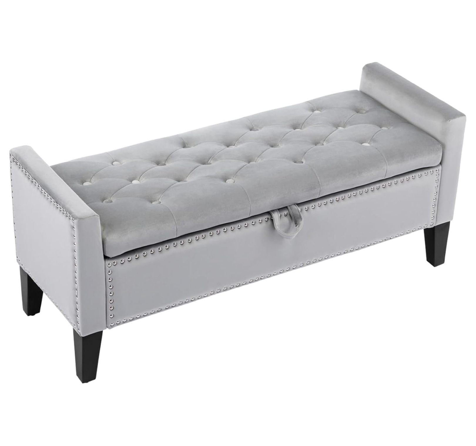 Velvet Storage Ottoman Bench, 45'' Upholstered Button Tufted End of Bed ...