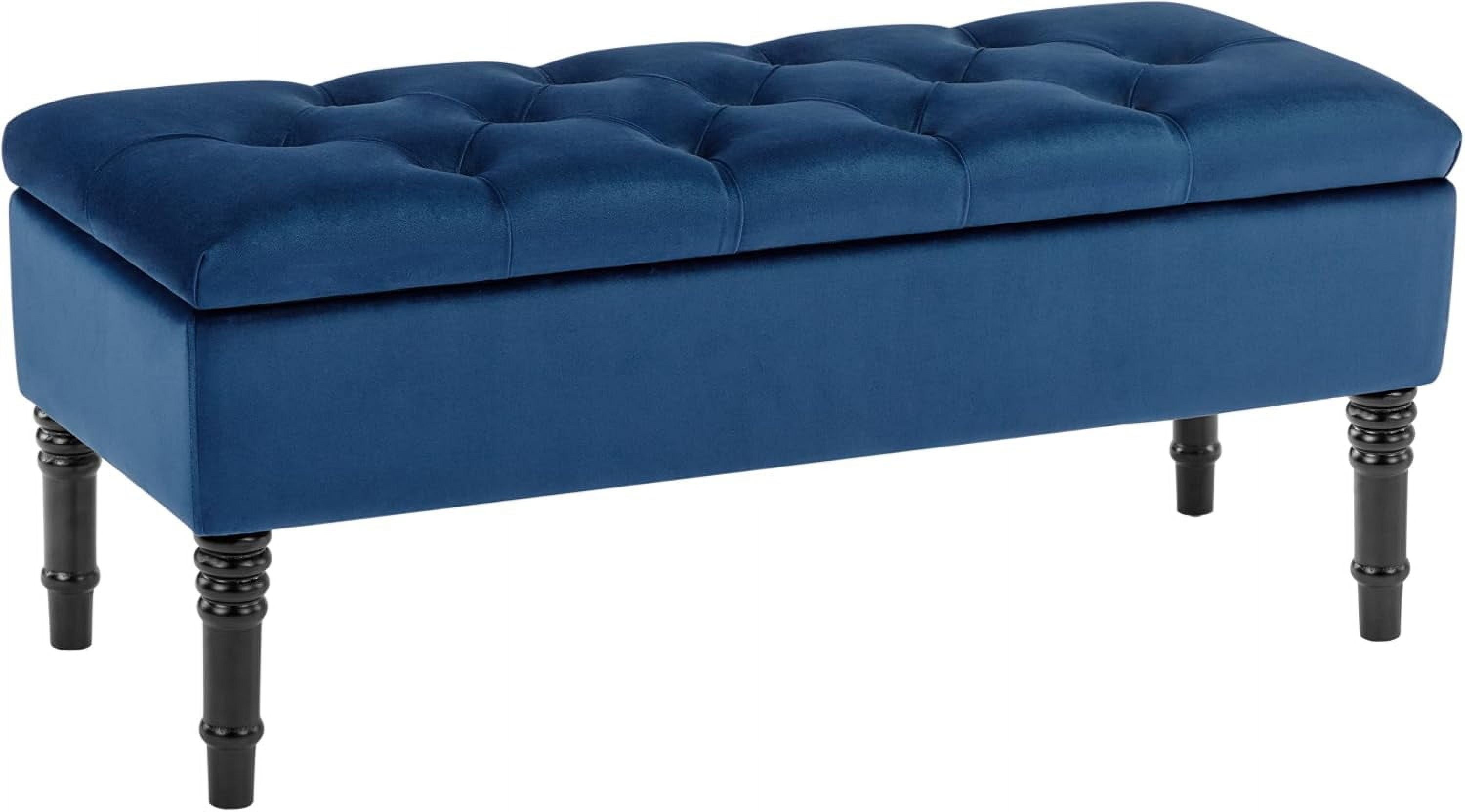 Velvet Storage Ottoman Bench, Upholstered Storage Bench with Button ...