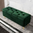 Velvet Storage Ottoman Foot Rest Stool with Padded Seat, Modern ...