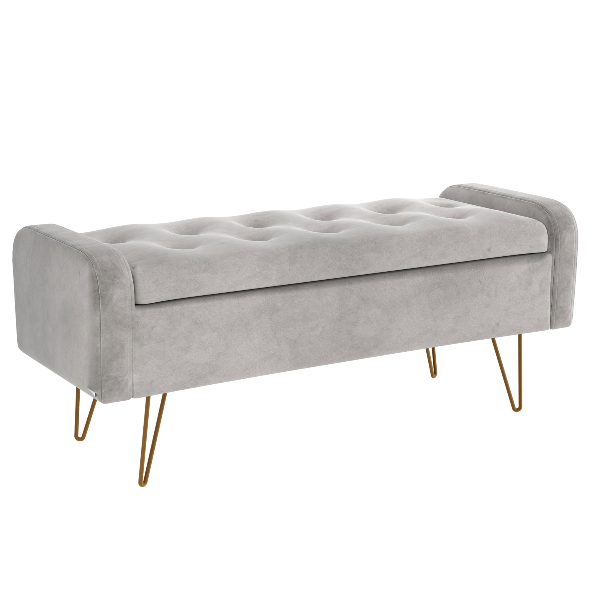 Velvet Storage Ottoman Grey - Walmart.com