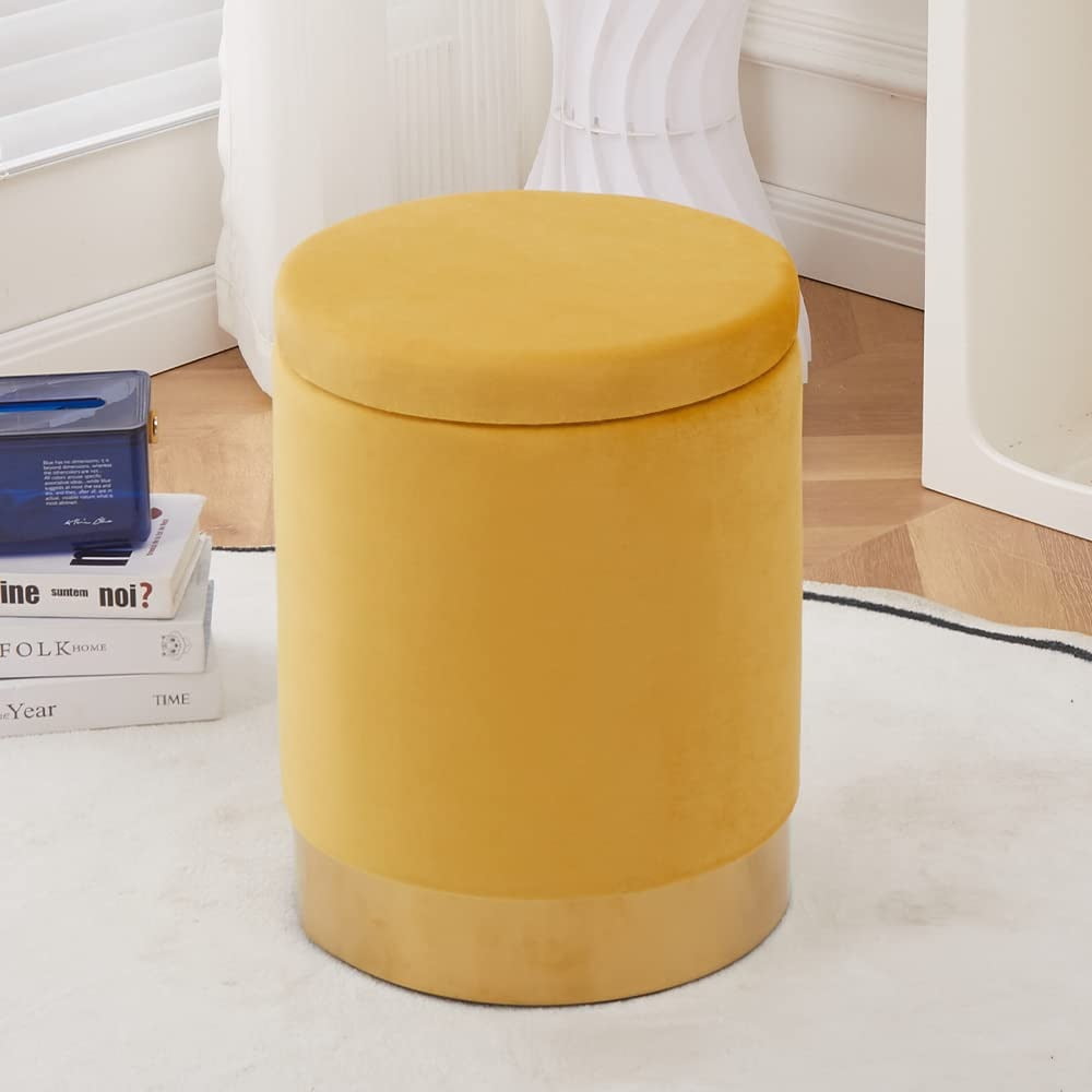 Velvet Storage Ottoman, Multipurpose Footrest Stool with Sturdy Metal ...