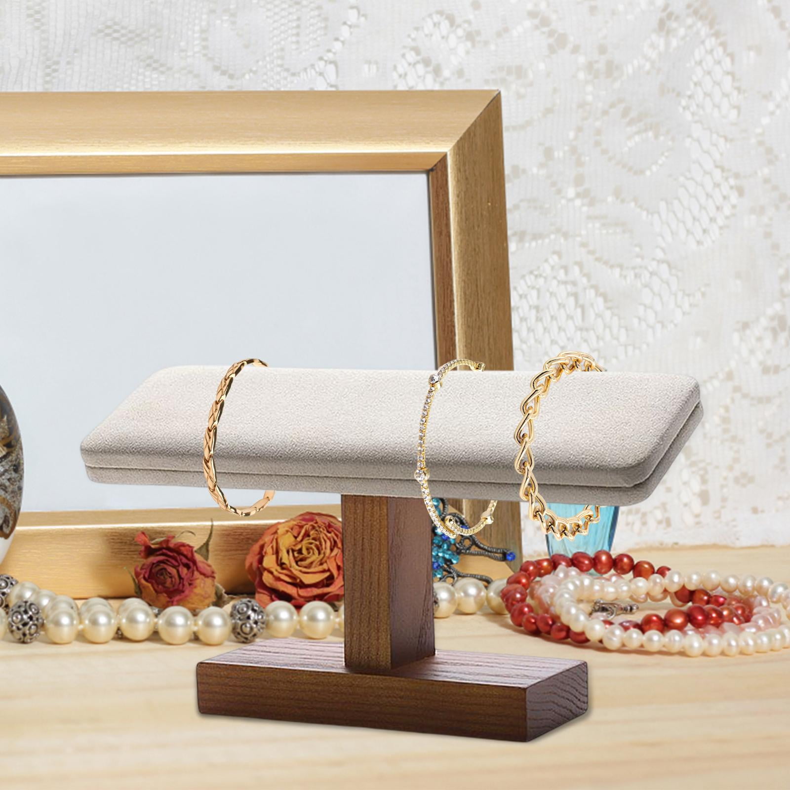 Segolike Velvet Storage Rack Organizer with Wood Base Bracket Desk ...