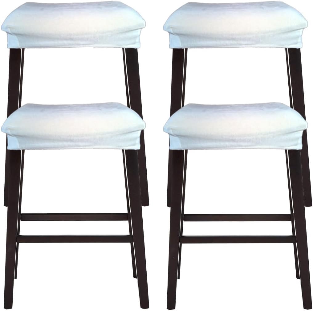Velvet Stretch Bar Stool Cover Set of 4 - Counter Height Slipcovers for ...