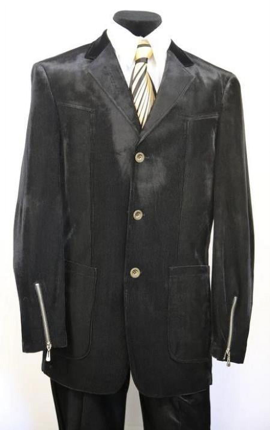 Velvet Suits - Patch Pocket = Three Button Suit With Zipper On Sleeve ...