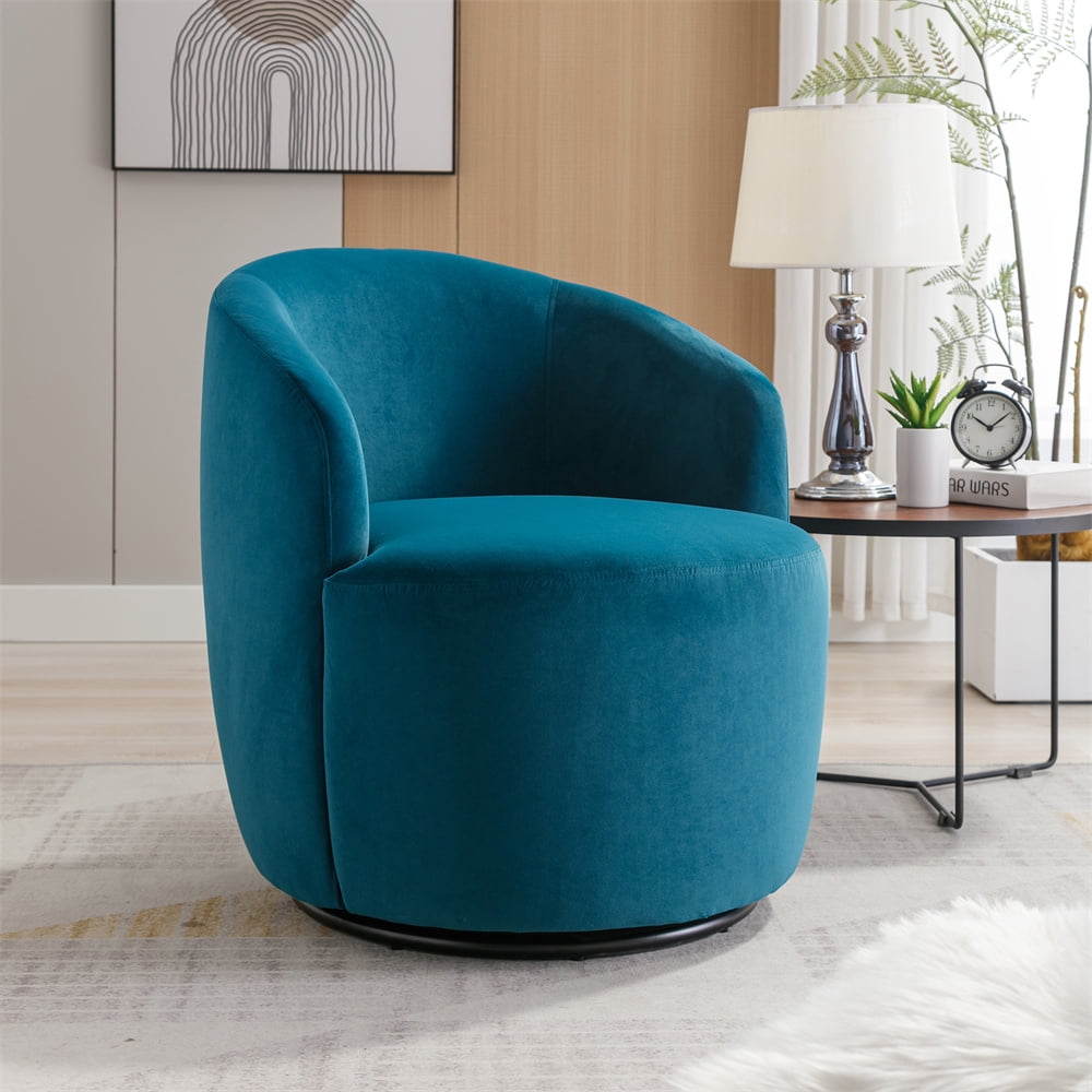 Velvet Swivel Accent Barrel Chair, Modern Upholstered Lounge Chair ...