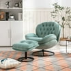 Beige Velvet Swivel Accent Chair with Ottoman, 360° Rotating Armchair ...