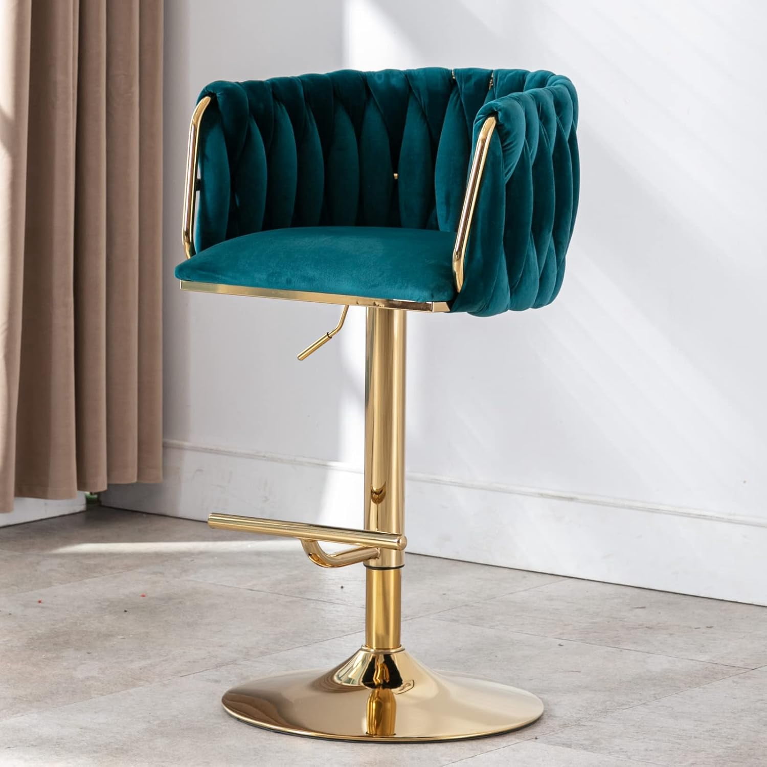 Velvet Swivel Bar Stools Modern Height Adjustable Counter Height Bar ...