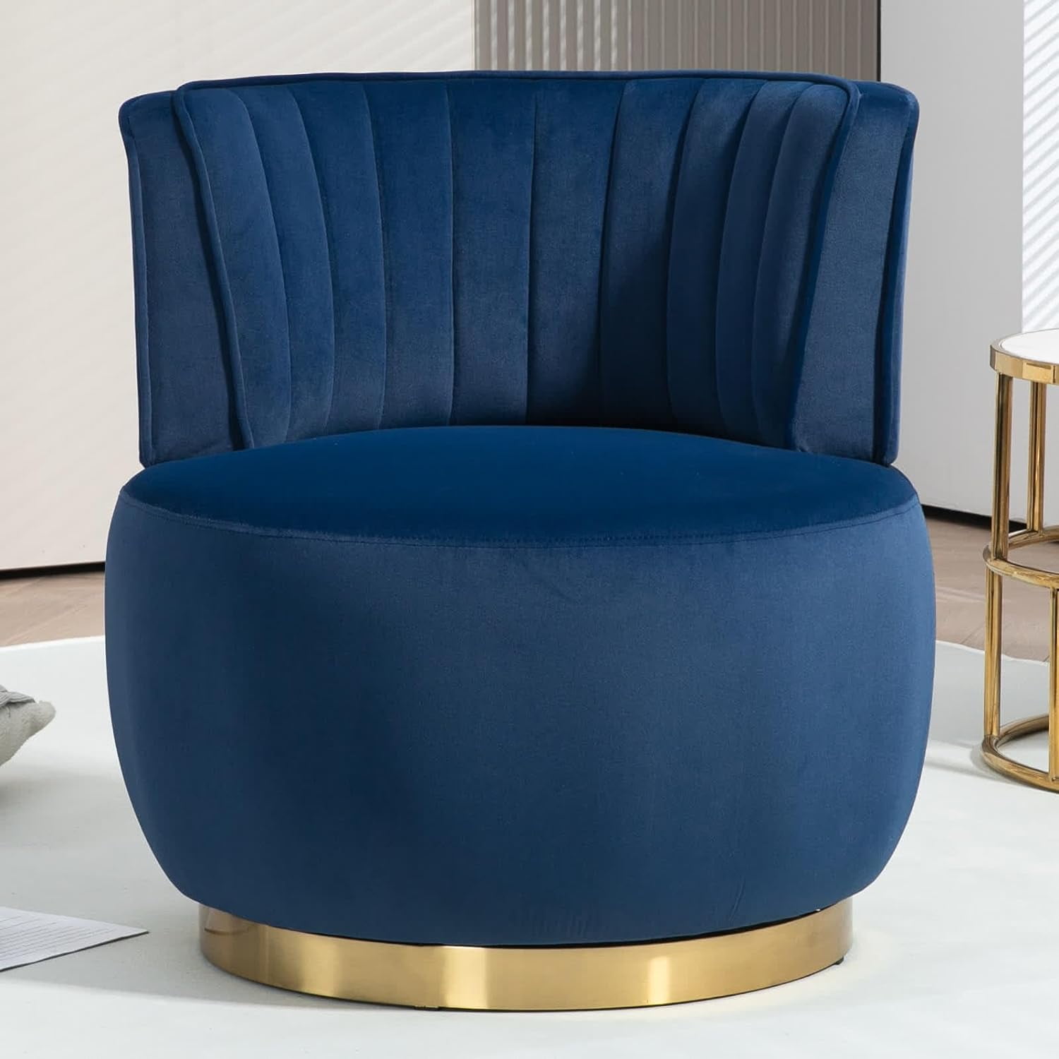 Velvet Swivel Barrel Chair, Modern Upholstered Accent Chair, 360 ...