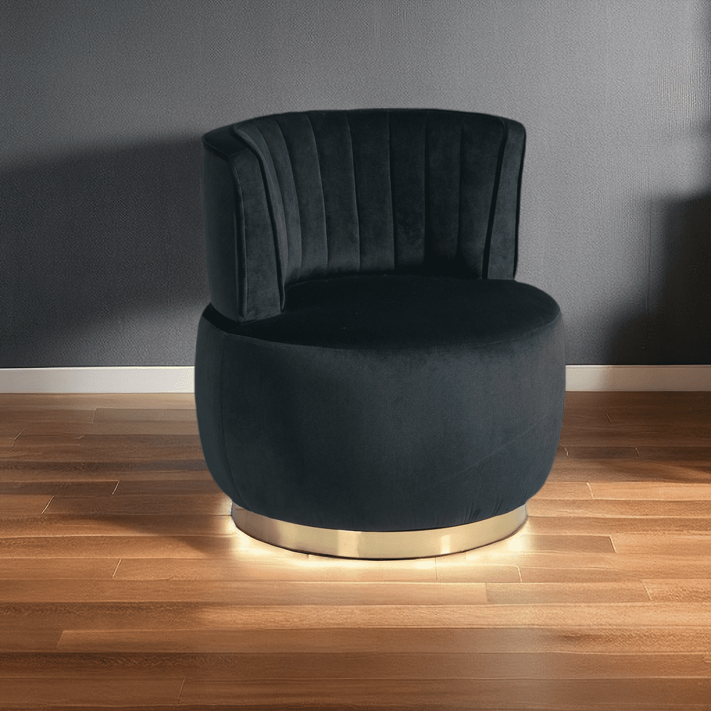 Velvet Swivel Barrel Chair, Upholstered 360-Degree Swivel Accent ...