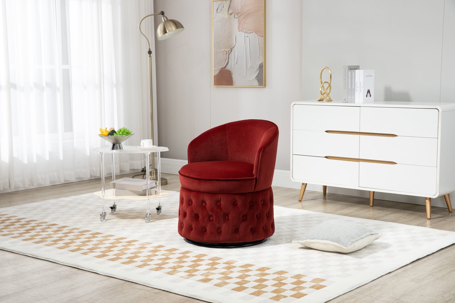 Velvet Swivel Cuddle Barrel Chairs with Wide Upholstered,360 Degree ...