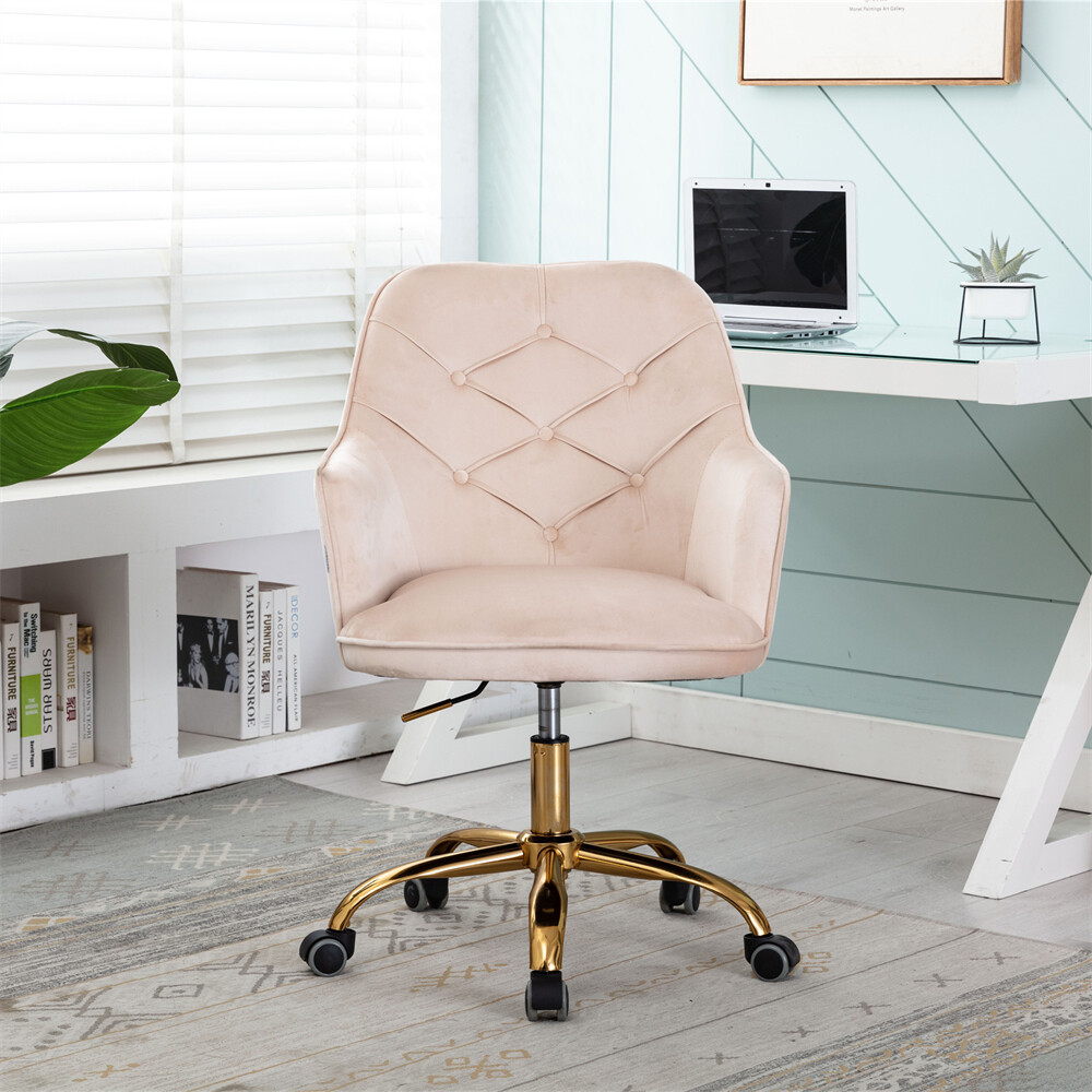 Velvet Swivel Home Office Chair with Adjustable Height and Universal ...