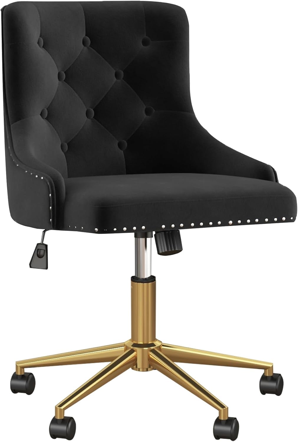 Velvet Swivel Office Desk Chair with Wheels, Height Adjustable Task ...