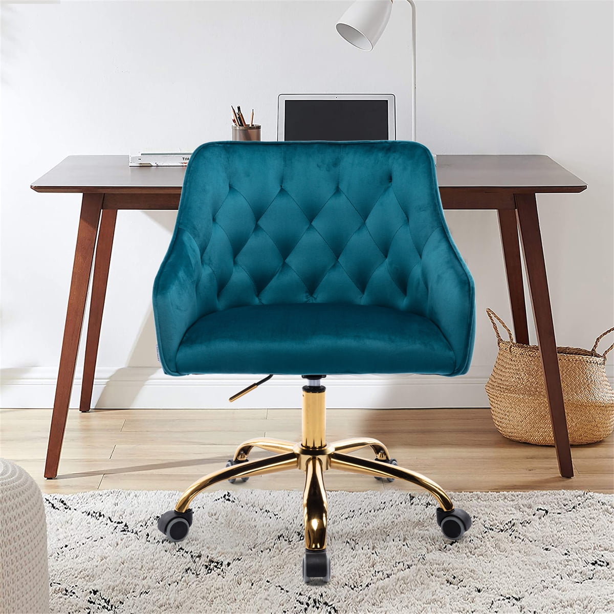 Modern Velvet Swivel Shell Office Chair, Adjustable Height Desk Chair ...