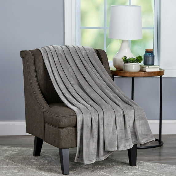 Somerset Home Velvet Throw Blanket Stone Grey Polyester Plush Oversized ...