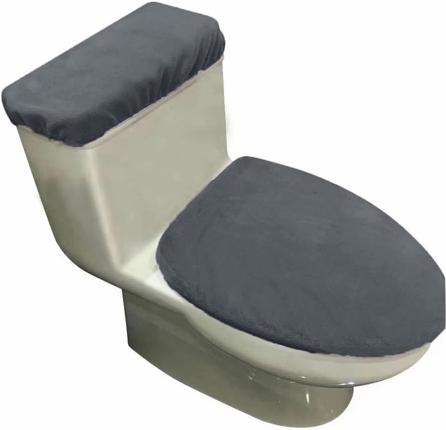 Velvet Toilet Lid Cover and Toilet Tank Lid Cover Fabric Cover for A ...