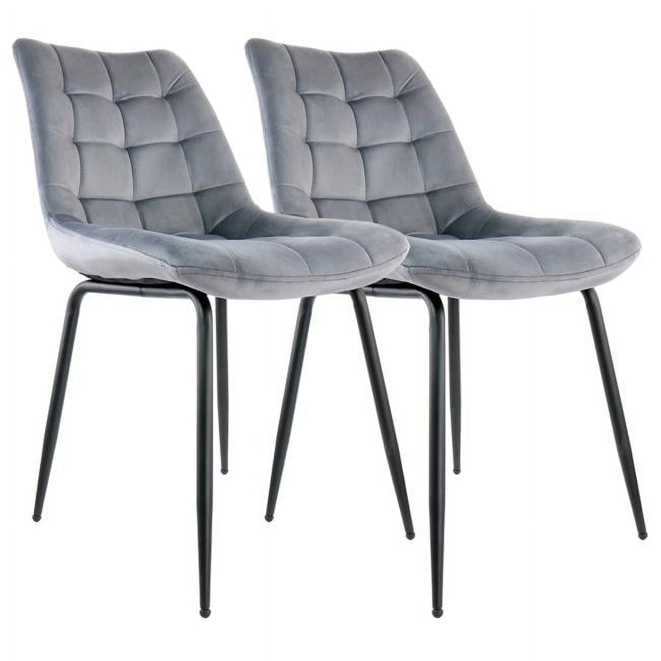 Velvet Tufted Chair with Black Metal Legs, Gray - 2 Piece - Walmart.com